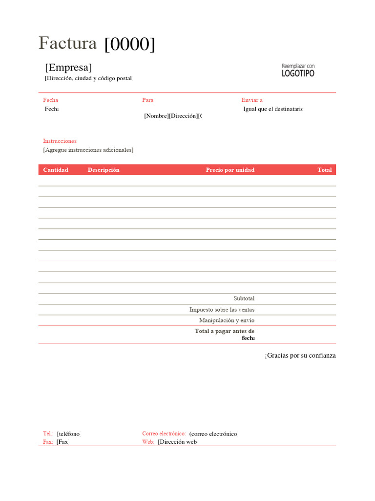 Factura para Rellenar | PDF