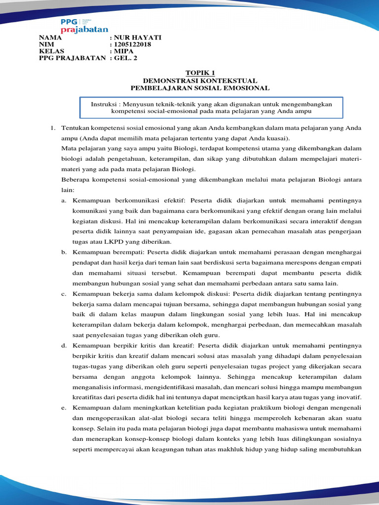Demonstrasi Kontekstual Topik 1 | PDF
