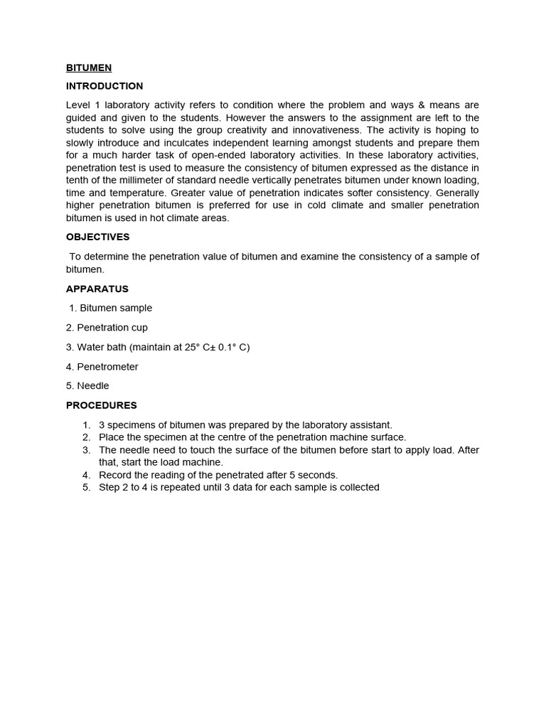 Softening & Bitumen | PDF | Temperature | Experiment