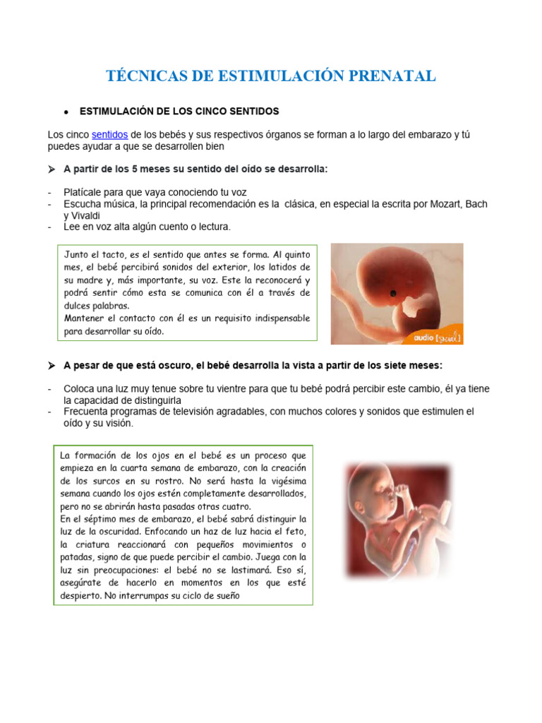 TÉCNICAS DE ESTIMULACIÓN PRENATAl | PDF | El embarazo | Masaje