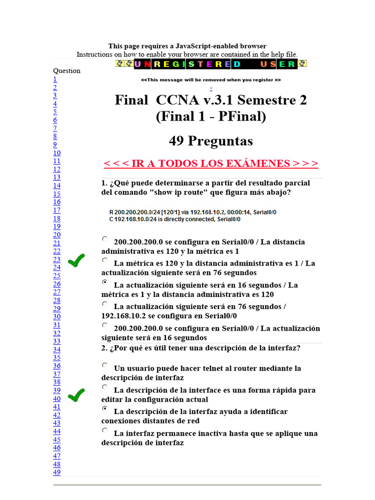 Examne Final Ccna2 | PDF | Enrutador (Computación) | Protocolos de internet