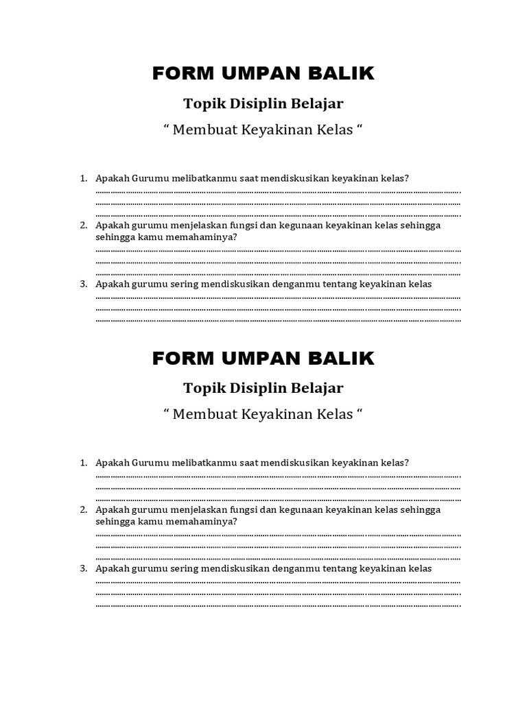 Form Umpan Balik | PDF