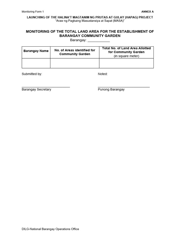 ANNEX A Template For The HAPAG Project Launching | PDF | Urban ...