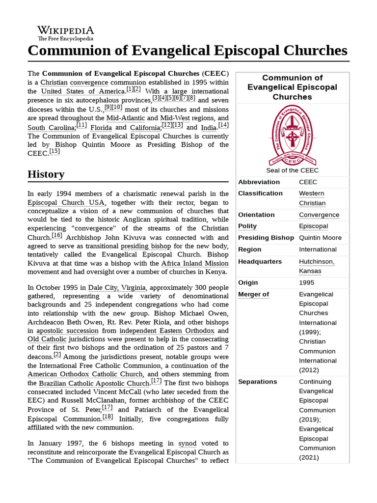 Communion of Evangelical Episcopal Churches | PDF | Christian ...