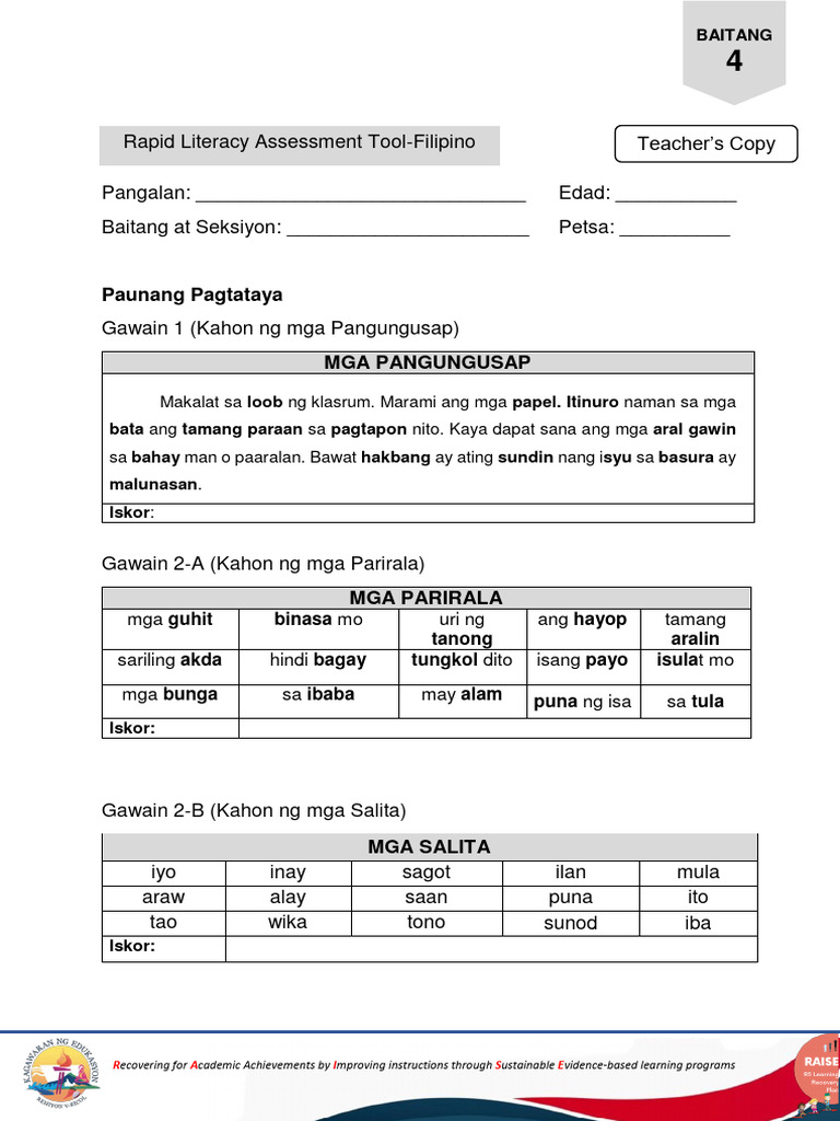 Rla Fil Grade4 Final Pdf