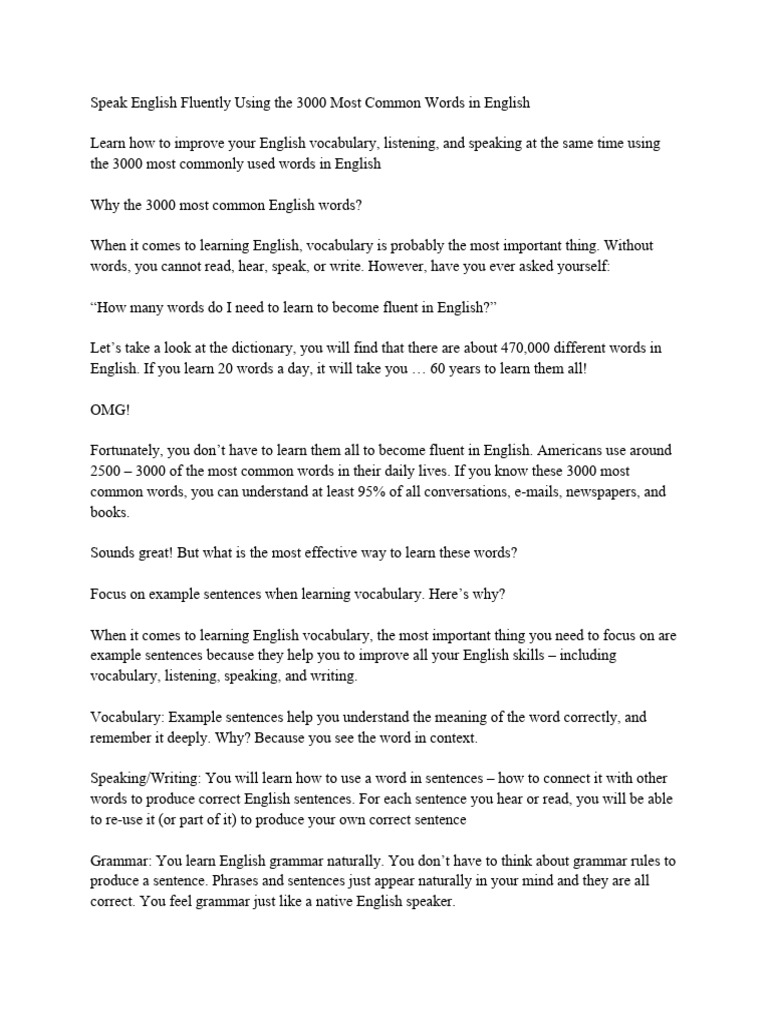 Speak English Fluently with 3000 Words | PDF | English Language ...