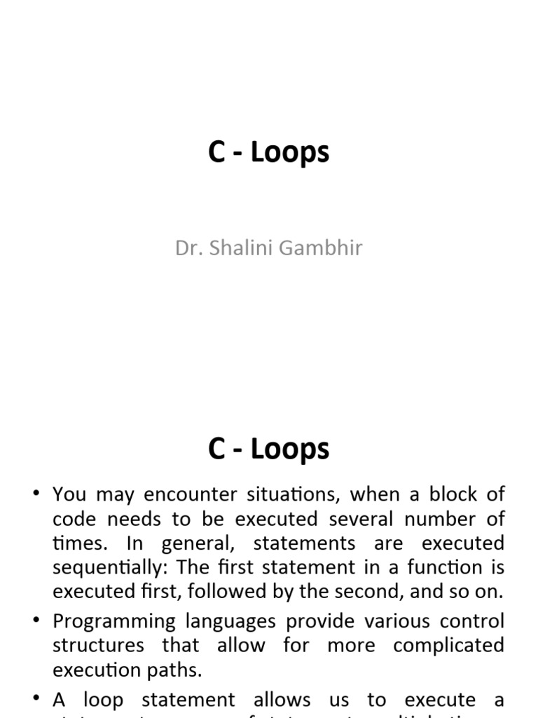 C - Loops | PDF | Software Development | Computer Programming