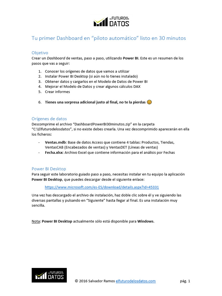 Dashboard Power BI 30 Minutos | PDF | Archivo de computadora | Software