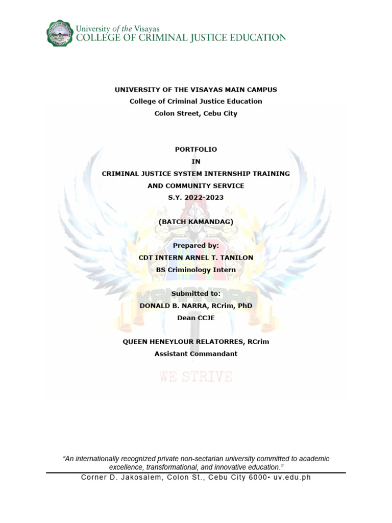 Criminology Internship Portfolio 2022-2023 | PDF | Police | United ...