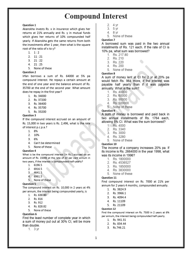 Compound Interest E 01 Pdf Interest Compound Interest