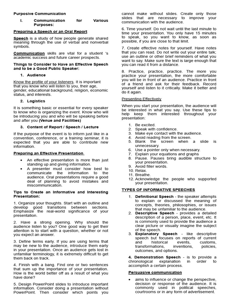 Purposive Communication REVIEWER | PDF | Memorandum | Communication