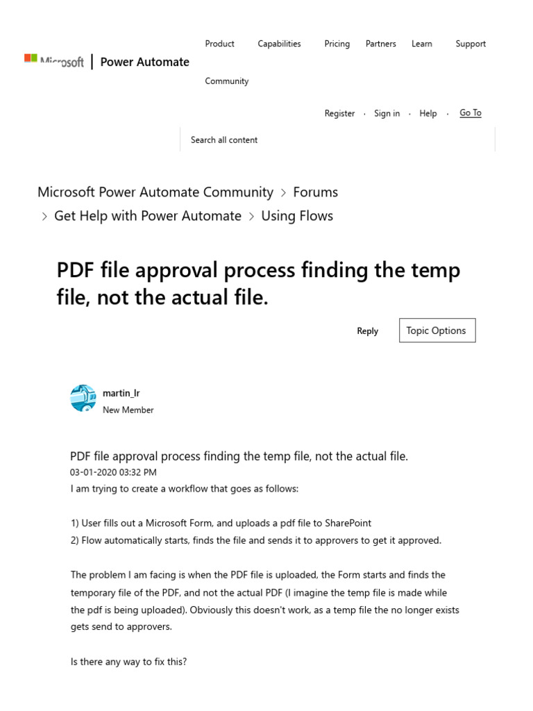 Solved - PDF File Approval Process Finding The Temp File, N... - Power Platform Community | PDF ...