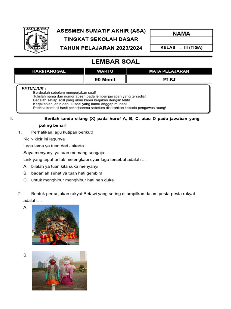 Kelas 3 - PLBJ ASA 1 | PDF