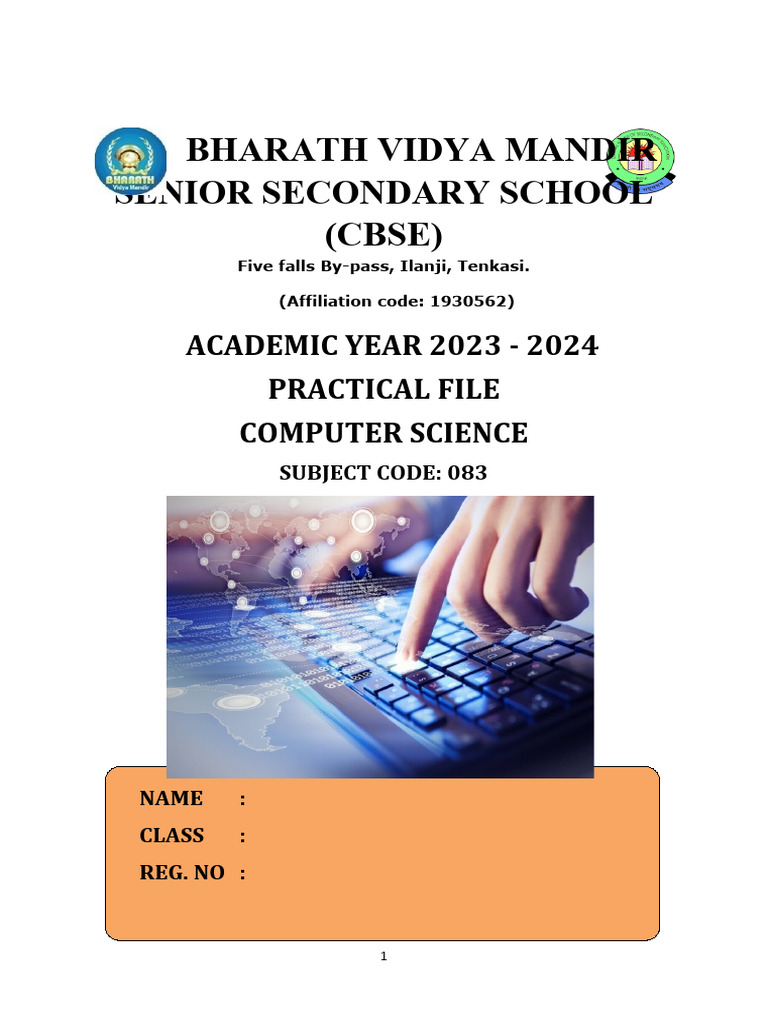 Practical File Cs 083 BVM 2023-2024 | PDF | Python (Programming Language) | Icon (Computing)