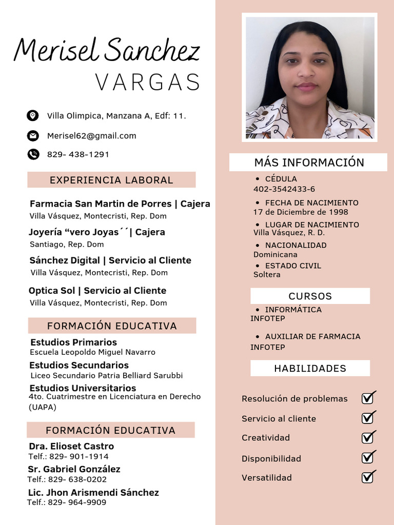 Perfil Profesional de Merisel Sánchez | PDF