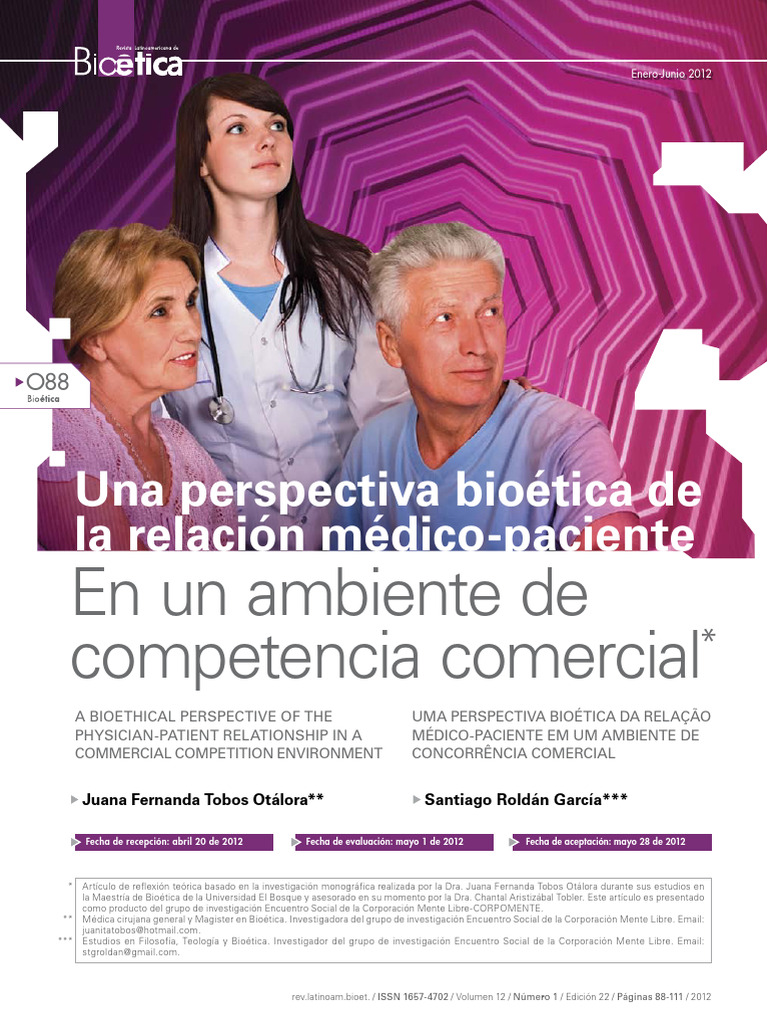 TOBOS, 2012. Una Perspectiva Bioética de La Relación Médico-Paciente | PDF | Bioética | Medicina