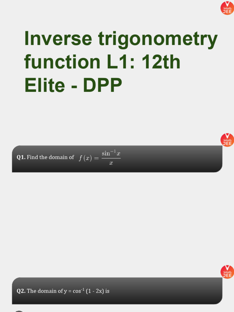 Inverse+Trigonometry+Function+L1+DPP+ +12th+elite | PDF | Trigonometry | Triangle Geometry