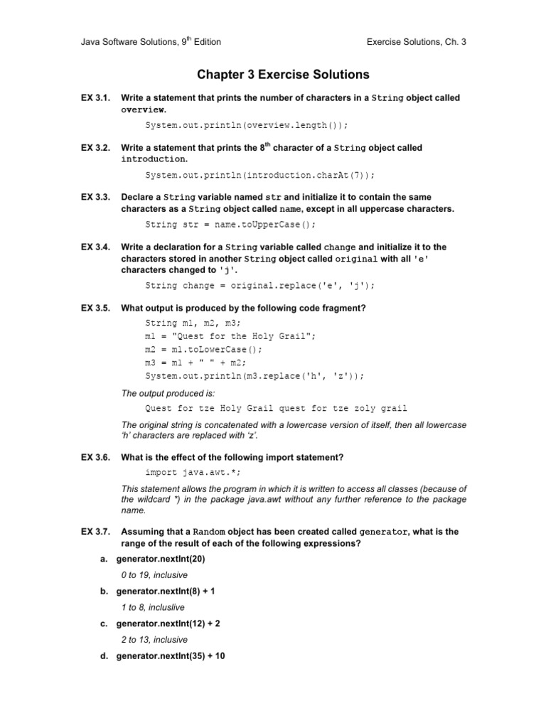 Chap03 Exercise Solutions | PDF | String (Computer Science) | Parameter ...