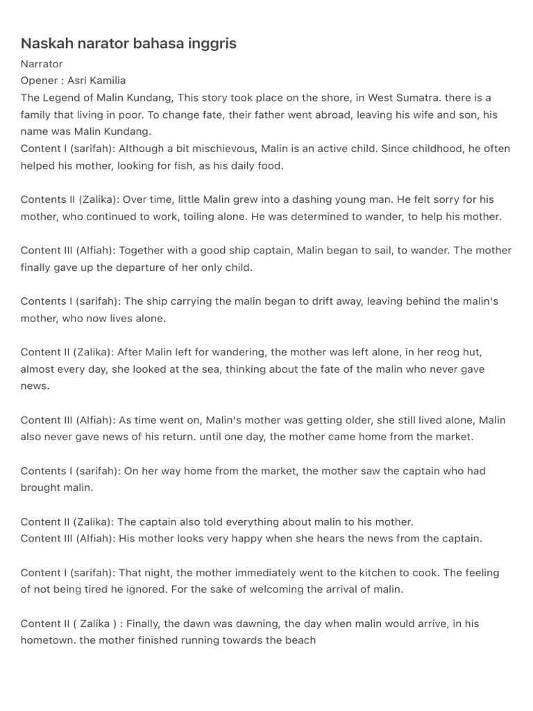 Naskah Narator Bahasa Inggris | PDF | Classics