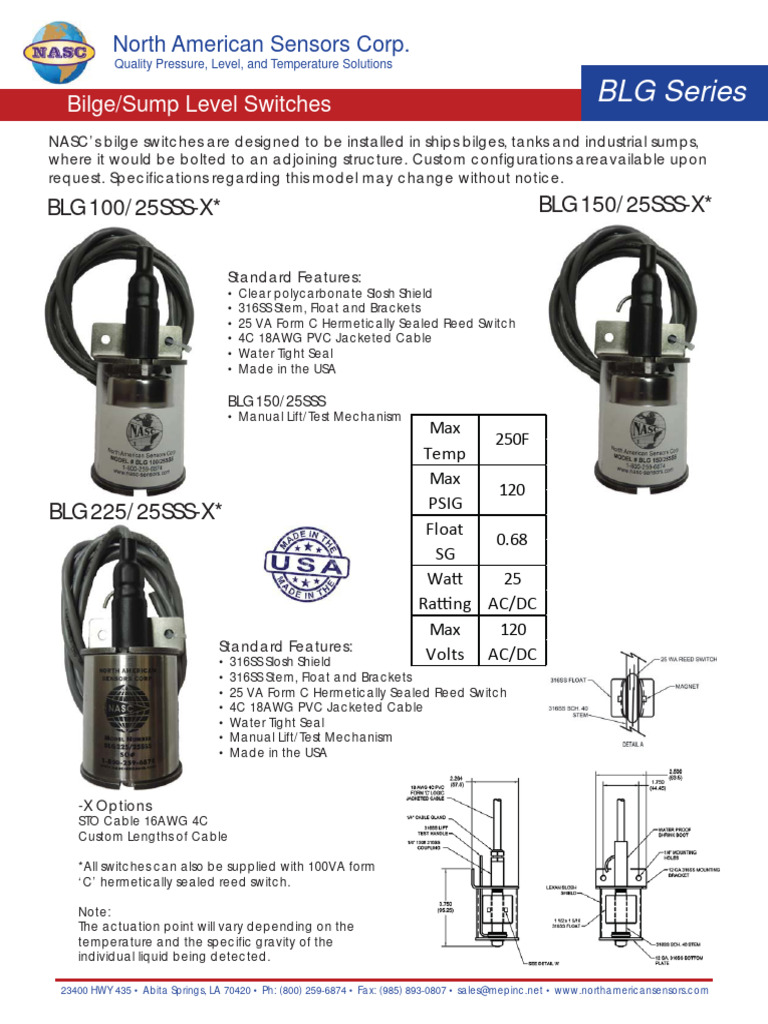 Bilge/Sump Level Switch Guide | PDF | Switch | Applied And ...