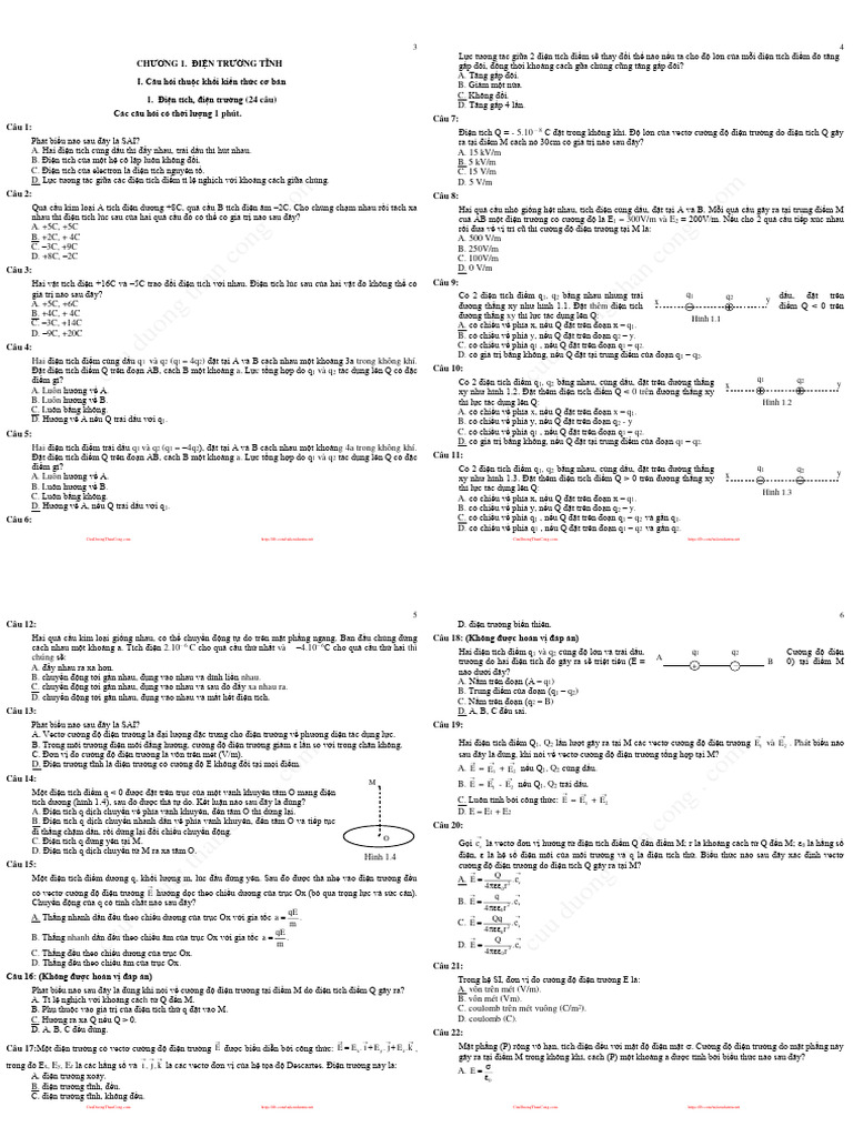 Vat Ly Dai Cuong 2 TH Dang Cau Hoi TN VLDC 2 Cac Chuong Kem Dap An Cuuduongthancong - Com 1 | PDF