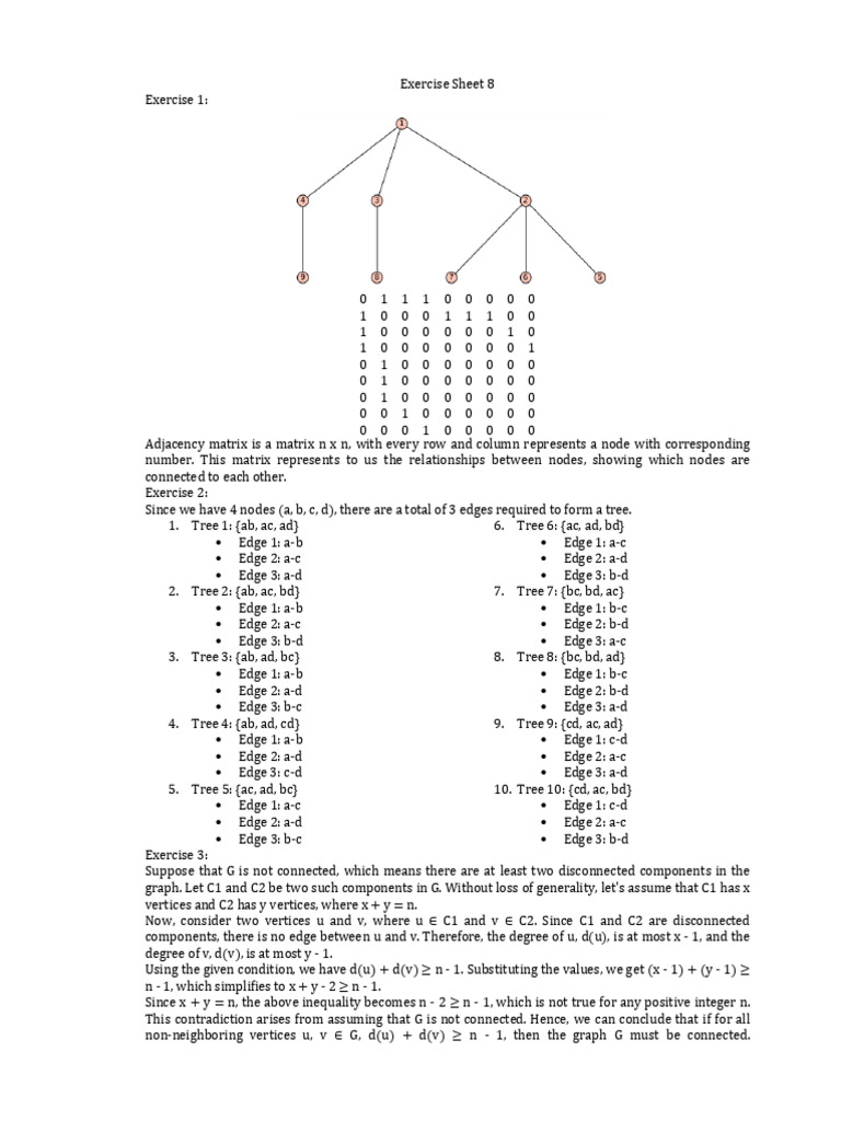 Exercise Sheet 9 Pdf Vertex Graph Theory Applied Mathematics