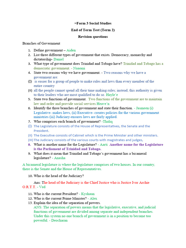 Revision Questions | Download Free PDF | Separation Of Powers | Legislature