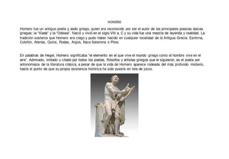 Homero: Poeta y Aedo Griego | PDF