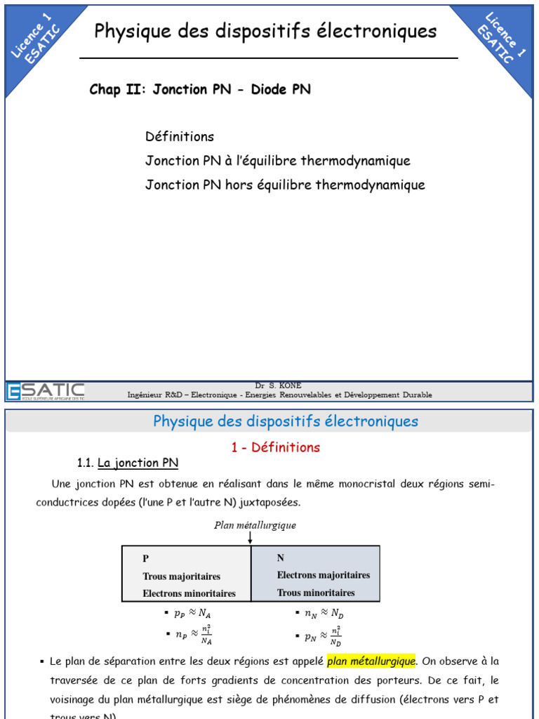 ChapII Jonction PN L1 Esatic | PDF | Jonction P-N | Semi-conducteurs