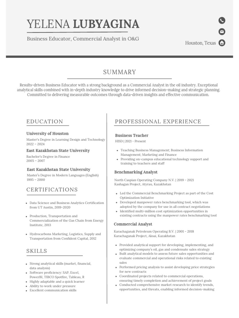Gray and White Simple Clean Resume 2 | PDF | Petroleum | Benchmarking