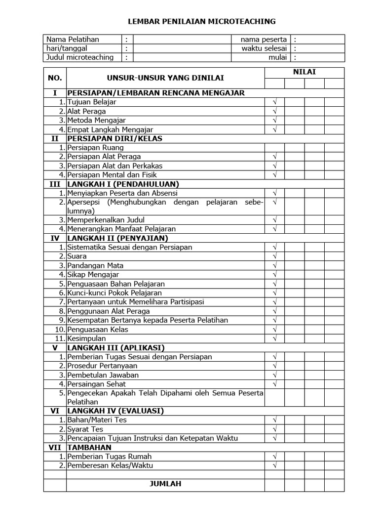 3c. Lembar Penilaian Microteaching | PDF