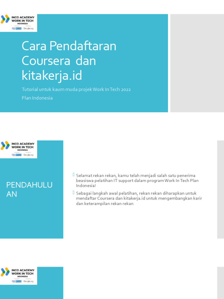 Tutorial Pendaftaran Coursera Dan Kitakerja | PDF