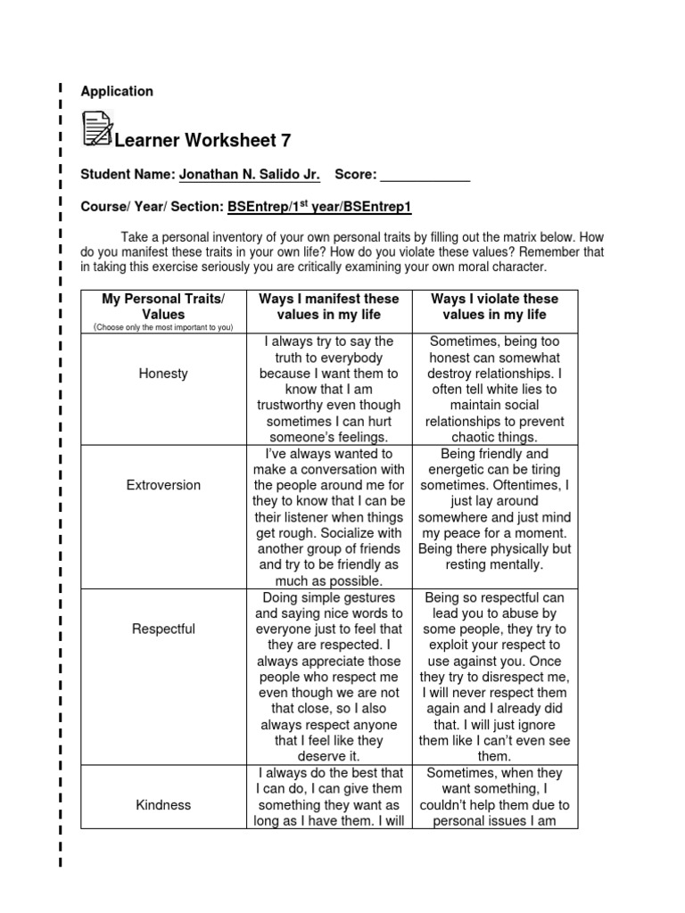 Self-Reflection for BSEntrep Students | PDF | Argument | Human ...
