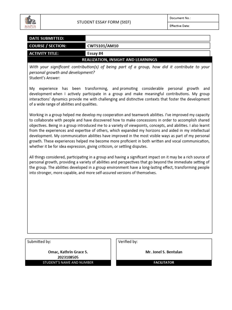 Student Growth Through Group Work | PDF | Wellness