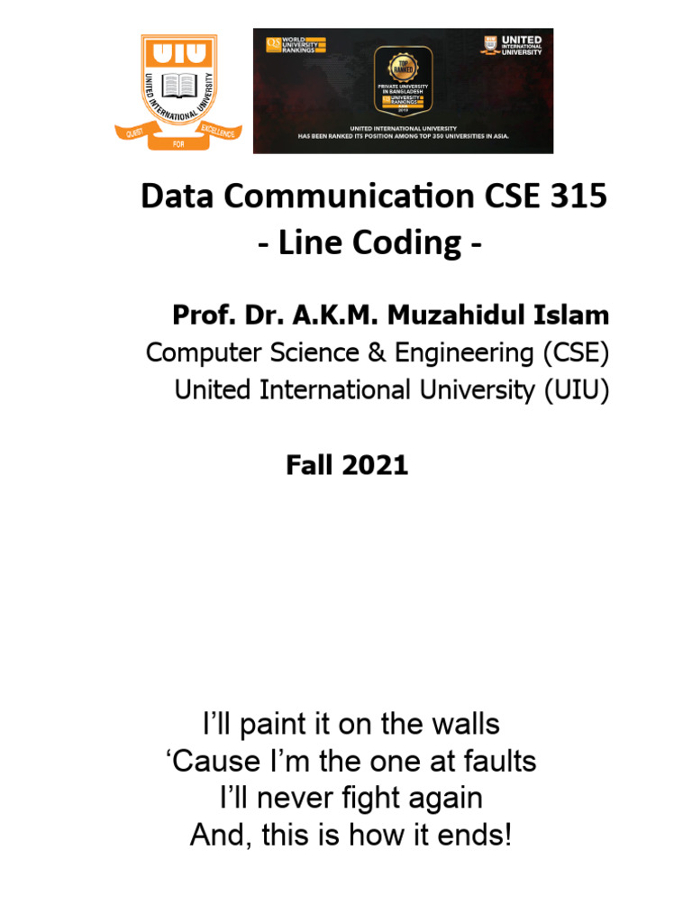 CSE 315 Lecture-No.5 (Fall 2021) - Line Coding | PDF | Digital Signal ... CSE 315 Lecture-No.5 (Fall 2021) - Line Coding | PDF | Digital Signal ...