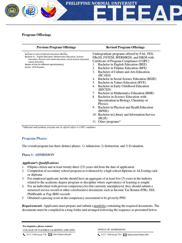 PNU ETEEAP Guidelines v2024 | PDF | Bachelor's Degree | University And ...