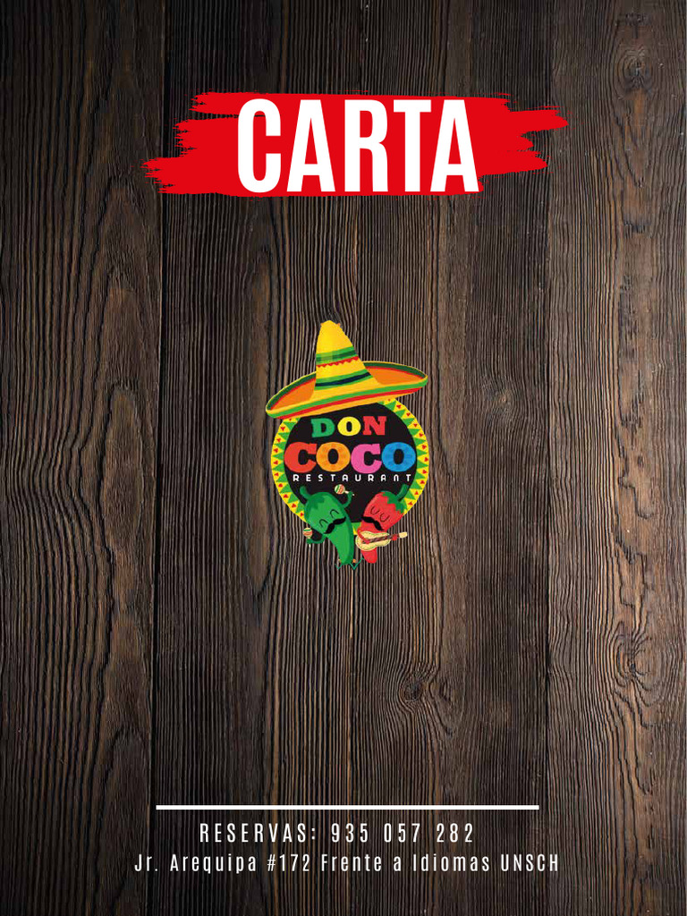 Carta de Don Coco: Burgers y Tacos | PDF | Taco | Carne