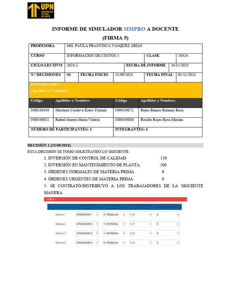 Informe Final SIMPRO - Grupo 5 | PDF | Compartir (Finanzas) | Inversiones