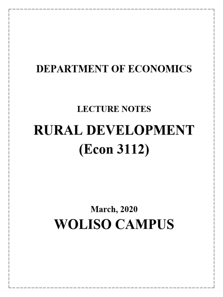 RURAL DEVELOPMENT (Lecture Notes) 2020 | PDF | Market (Economics ...