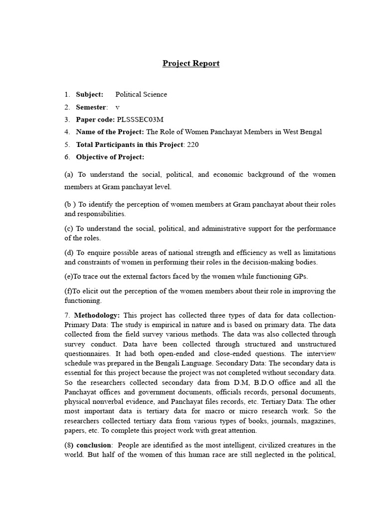 Political Science, Project Report | PDF | Survey Methodology | Data