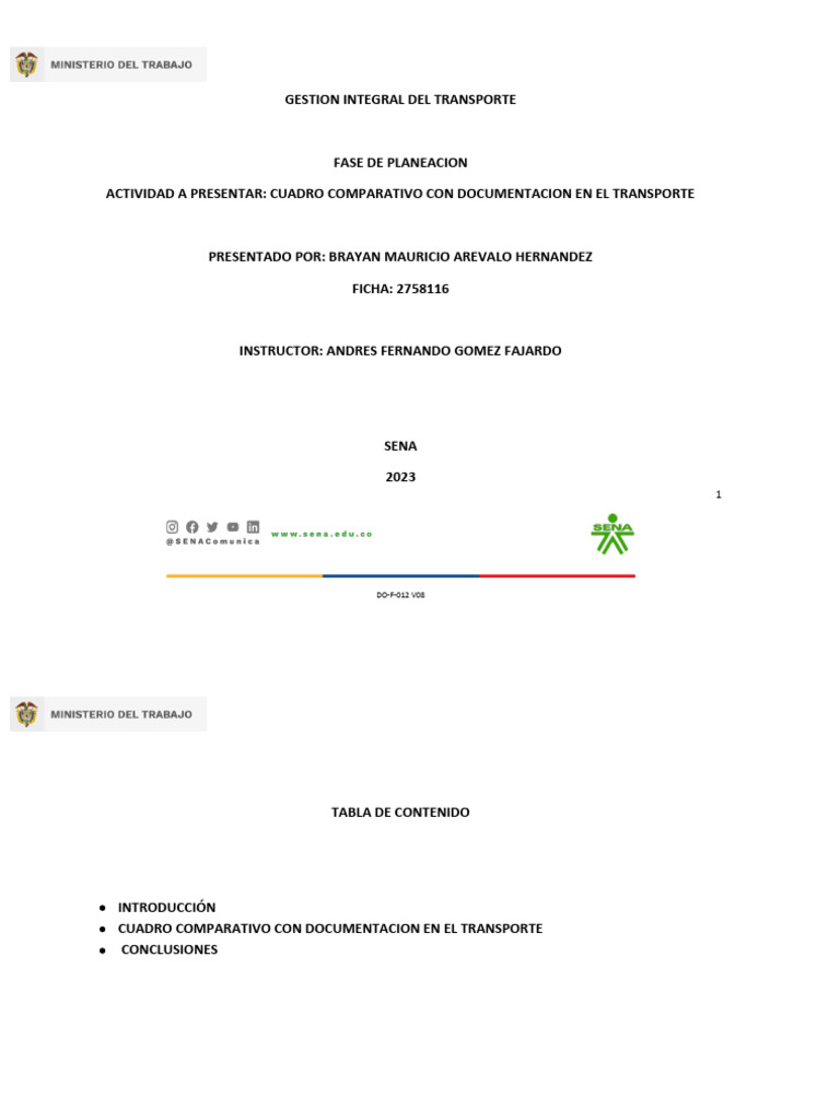Cuadro Comparativo Con Documentacion en El Transporte | PDF | Transporte | El comercio internacional