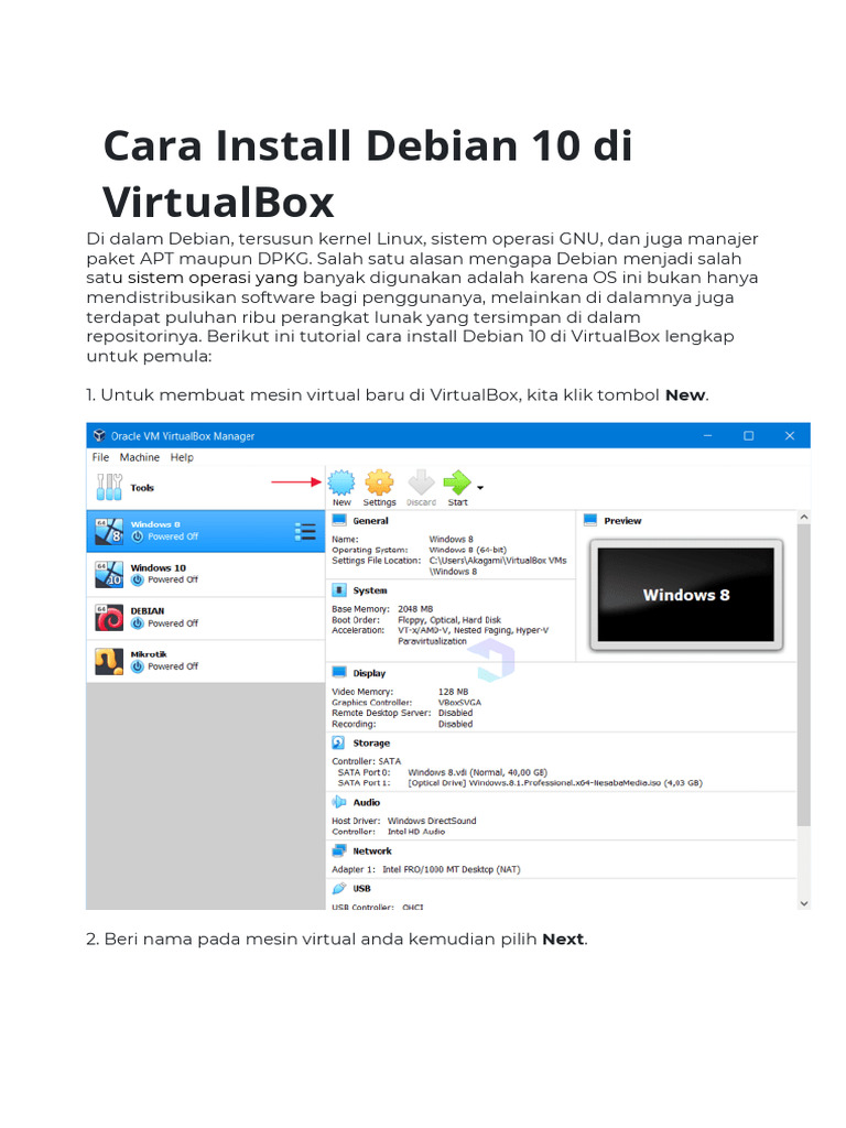 Cara Instalasi Debian 10 Memakai Virtual Box | PDF | Griya & Taman | Komputer
