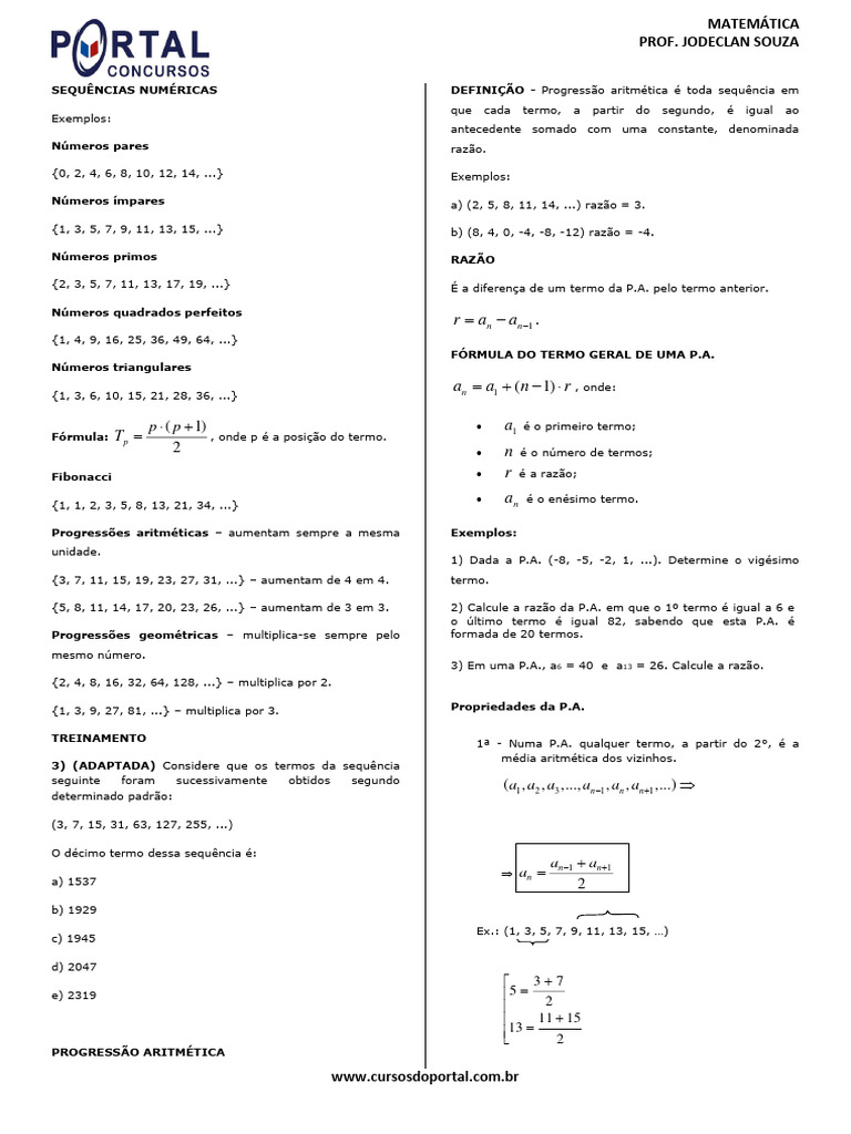 Sequências, PA e PG | PDF | Sequência | Analise matemática