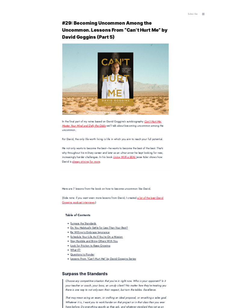 #29 - Becoming Uncommon Among The Uncommon. Lessons From "Can't Hurt Me ...