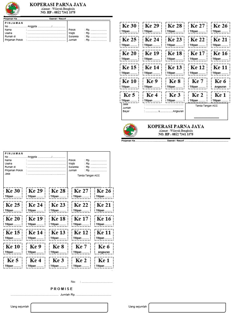 Contoh Kertas Promise Koperasi | PDF