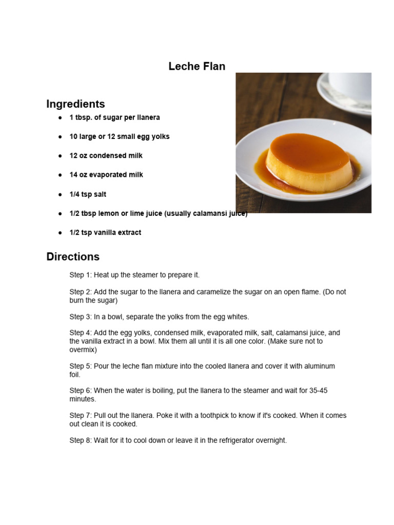 Leche Flan | PDF | Cooking, Food & Wine