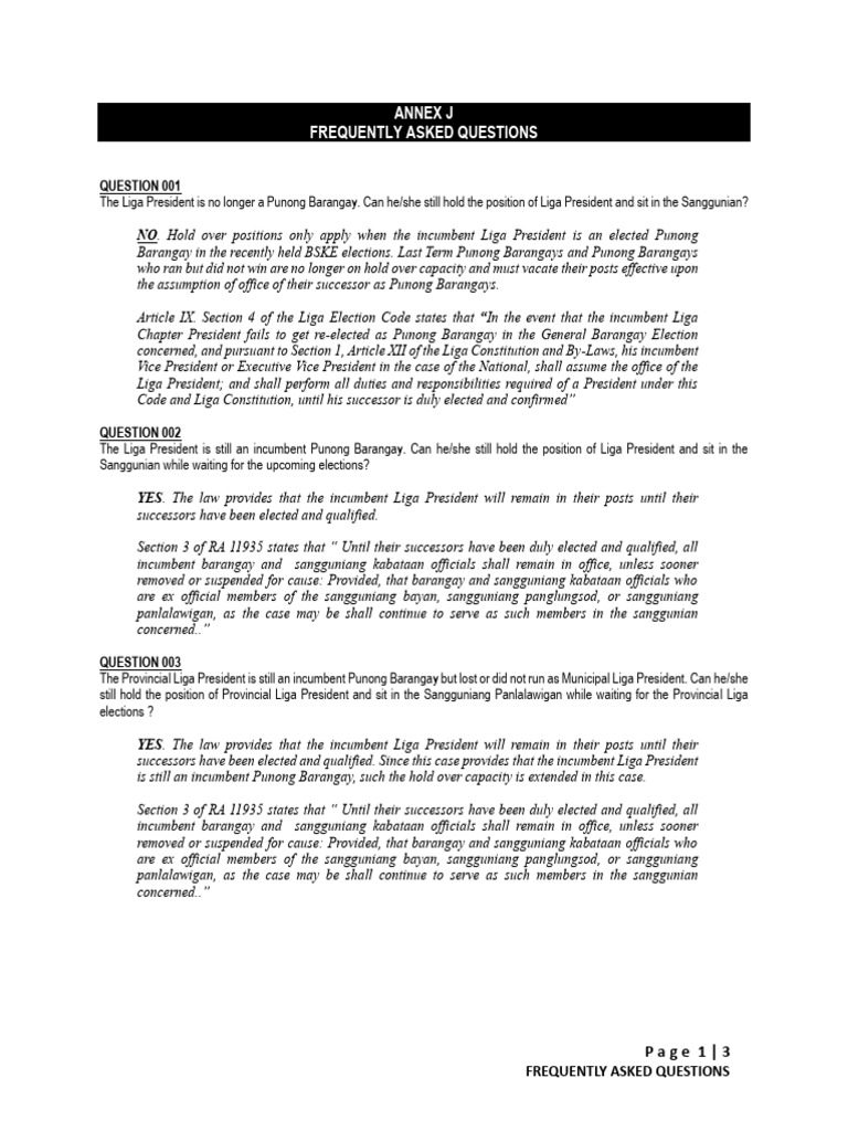 LNB National - Election - Form - Annex J - Faq | PDF | Presidents Of ...