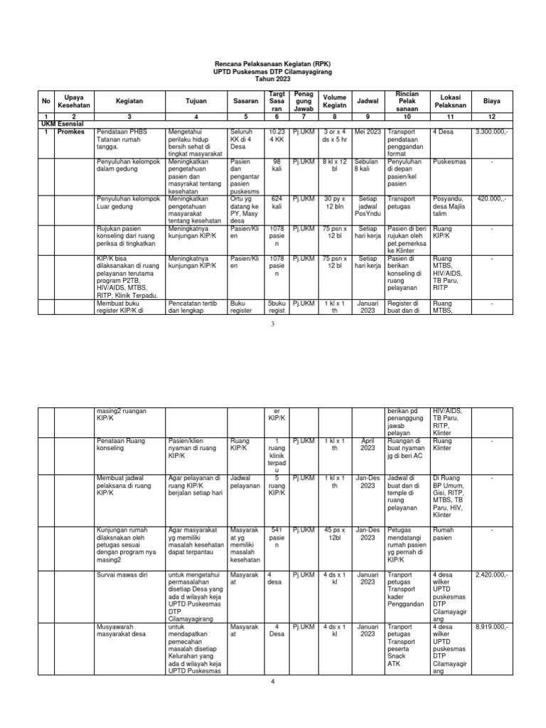 2.RPK 2023 UPTD Puskesmas Cilgir | PDF