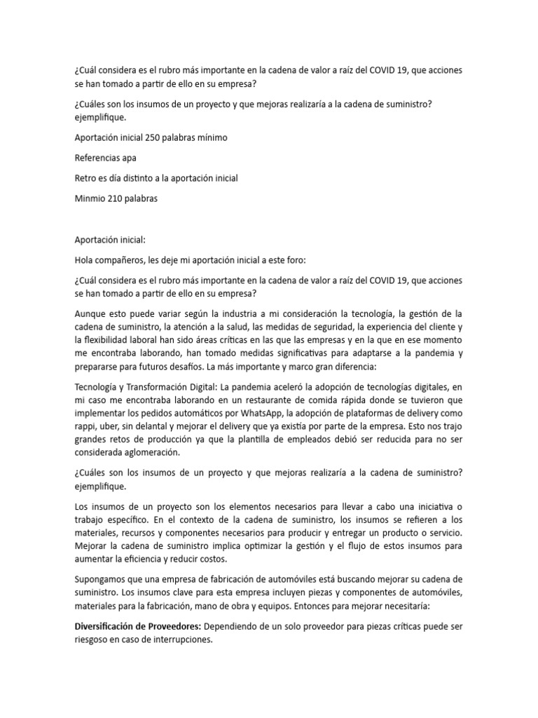 Foro 2 - ADM de Operaciones y Tecnologia | PDF | Business | Calidad (comercial)