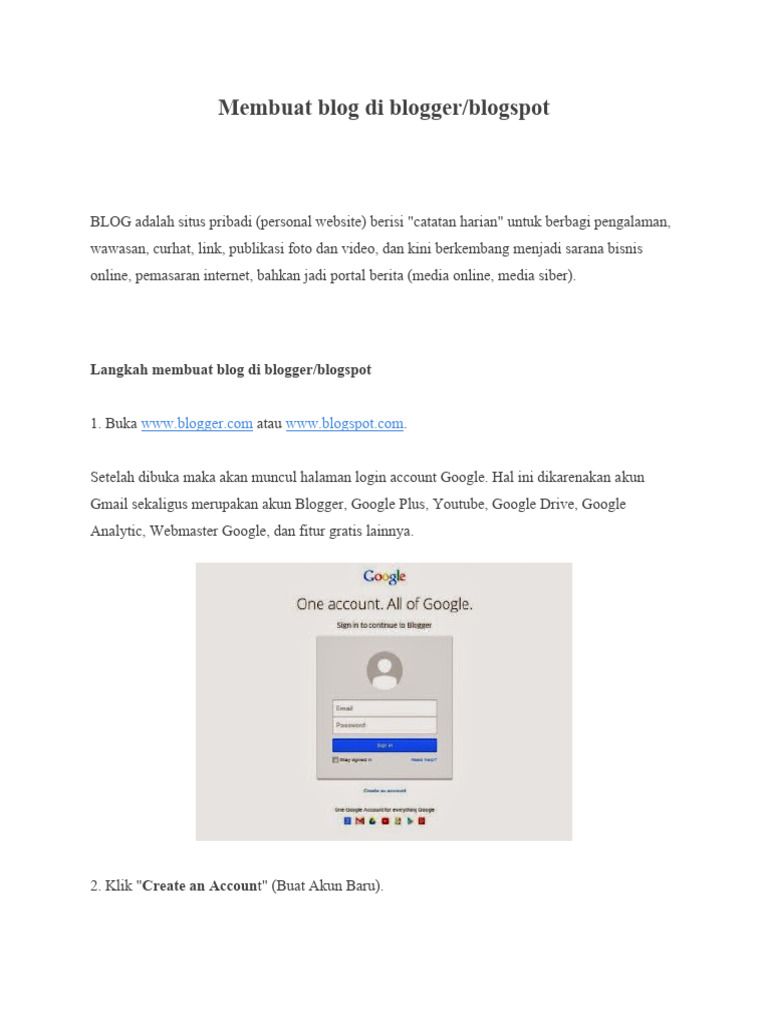 Membuat Blog Di Blogger | PDF